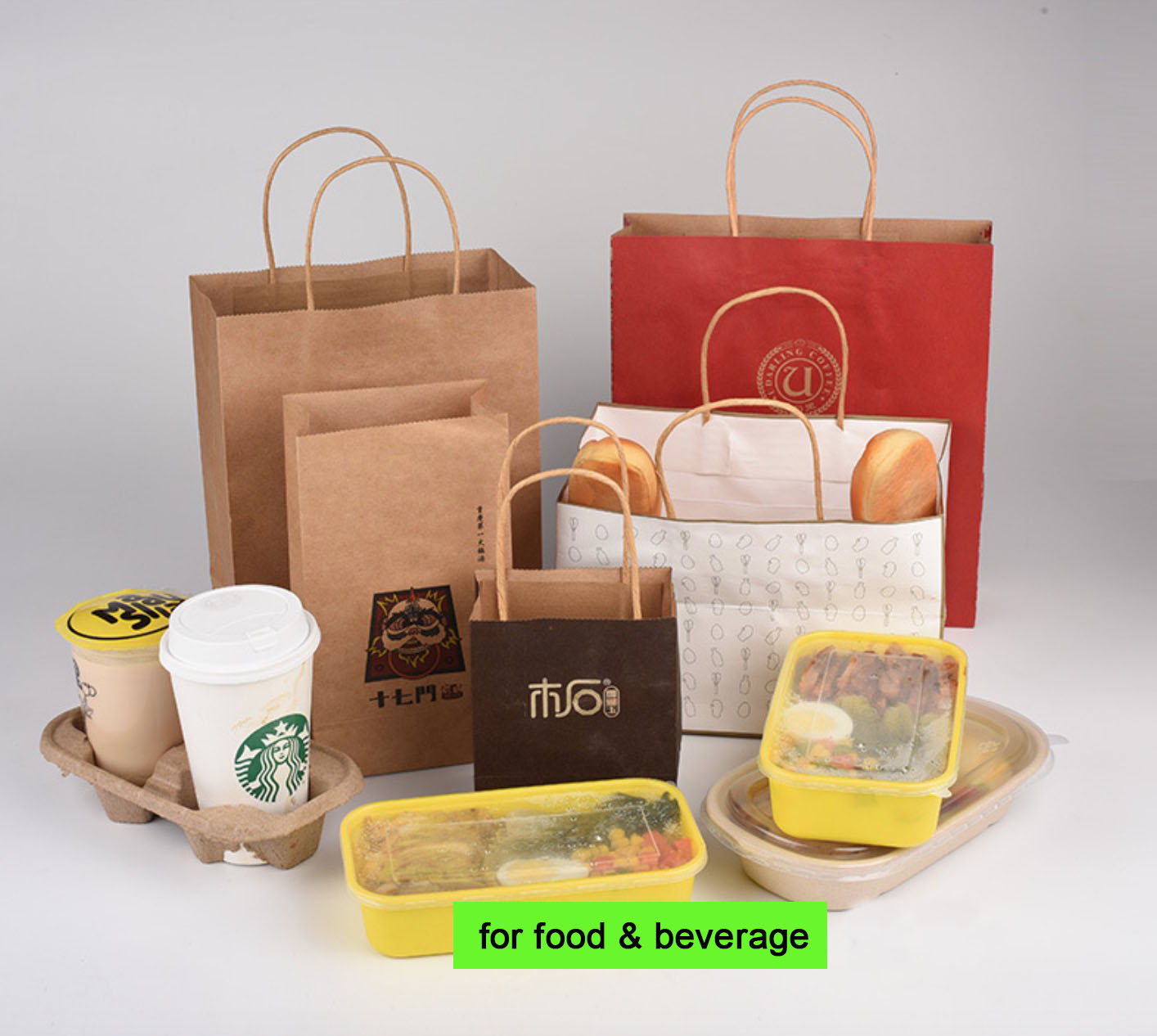 Food Safe Paper Takeaway Bags, Takeaway Bag For Bakery/pastry/coffee ...